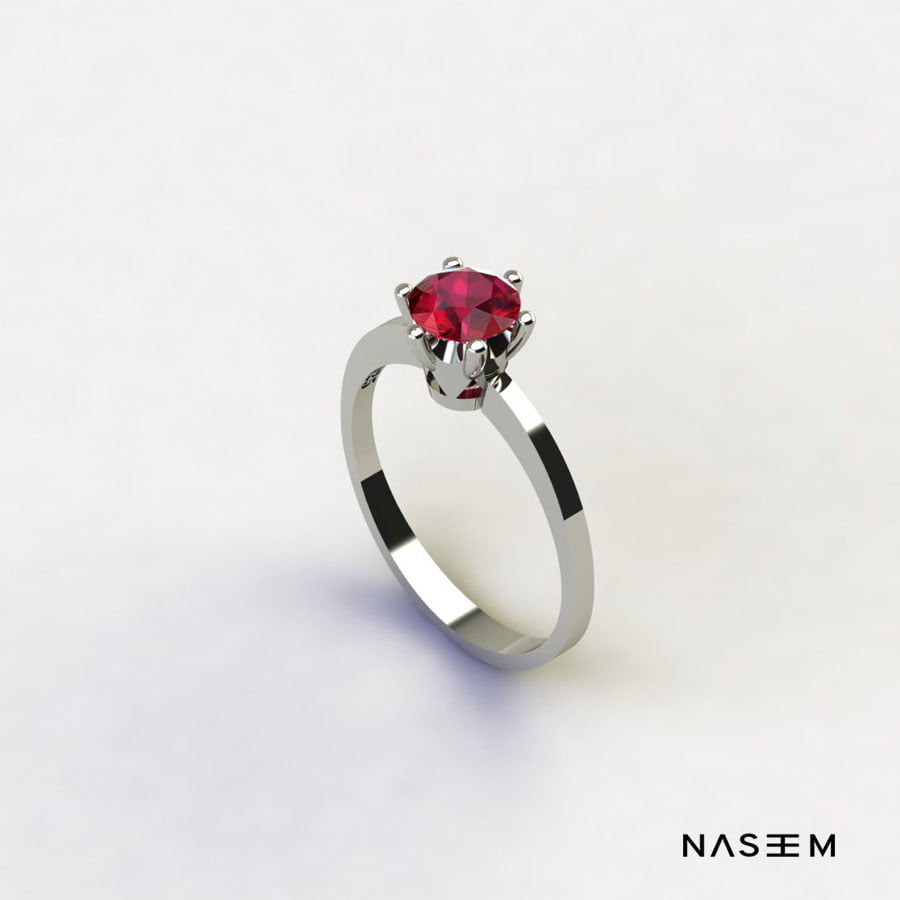 One Ring in Red Zircon - Naseem Bazaar